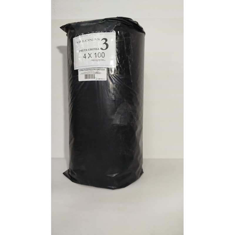LONA PLASTICA GROSSA PRETA ROLO DE 4X100 METROS - Construlife Loja